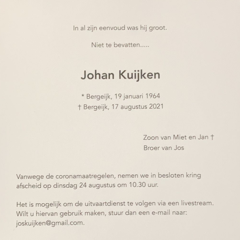 In Memoriam Johan Kuijken | vv Terlo